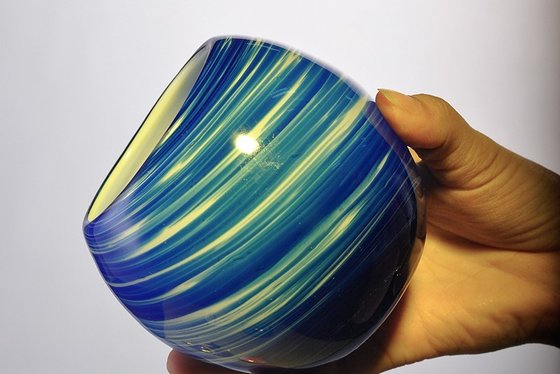 Luxury Hand Made Coating Candle Holders Glass For Decoration , Round Ball Shape