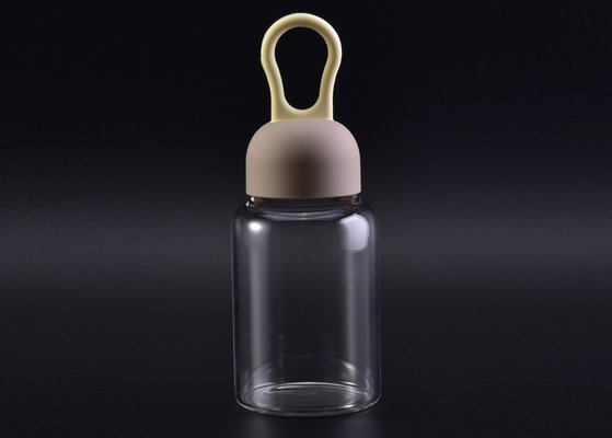 250Ml FDA Passed Borosilicate Glass Tableware , clear glass water bottles with Silicone Lid