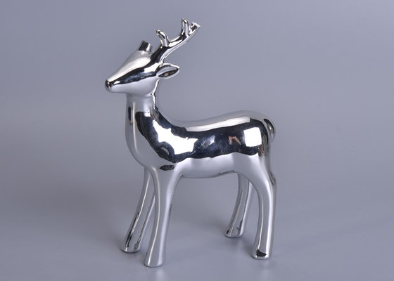 Silver Mercury Animal Ceramic Mantle Shelf Table Centerpiece Deer Decor