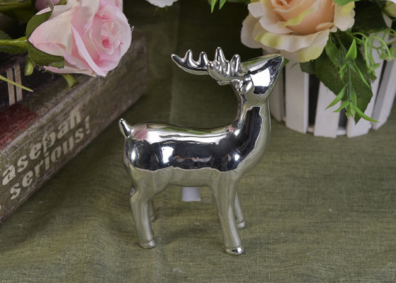 Silver Mercury Animal Ceramic Mantle Shelf Table Centerpiece Deer Decor