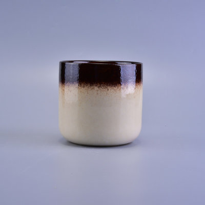 White And Black Glazing Ceramic Tealight Candle Holders , Ceramic Votive Candle Holders