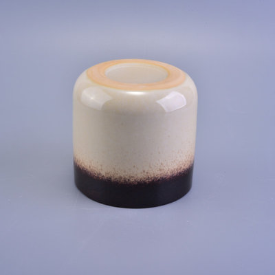 White And Black Glazing Ceramic Tealight Candle Holders , Ceramic Votive Candle Holders