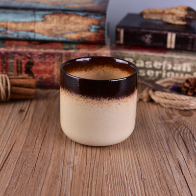 White And Black Glazing Ceramic Tealight Candle Holders , Ceramic Votive Candle Holders