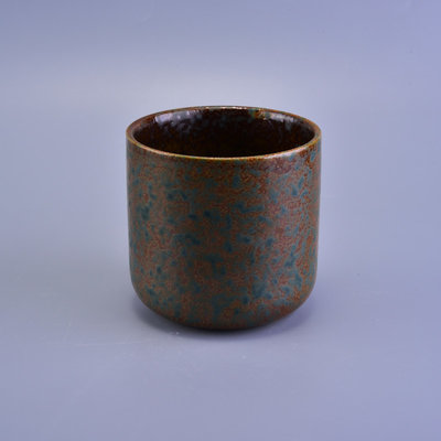 Round Glazing Handmade Ceramic Candle Holders / Containers With Different Colors