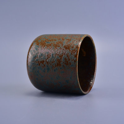 Round Glazing Handmade Ceramic Candle Holders / Containers With Different Colors
