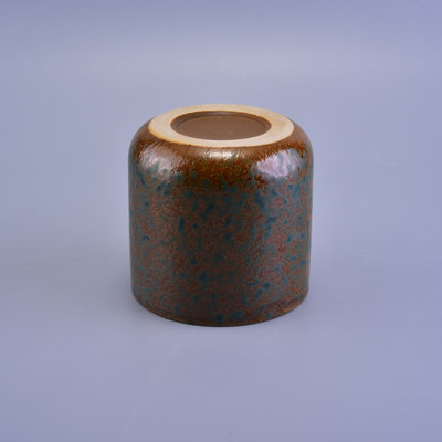 Round Glazing Handmade Ceramic Candle Holders / Containers With Different Colors