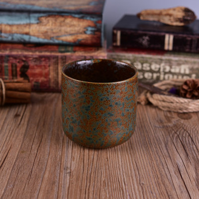 Round Glazing Handmade Ceramic Candle Holders / Containers With Different Colors