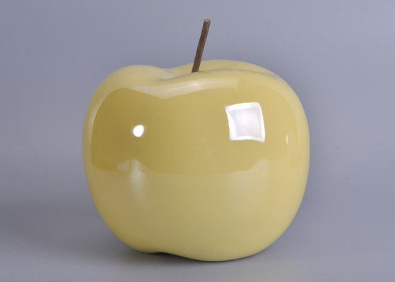 Decorative Ceramic Wedding Table Centerpieces Yellow Glazed Apple Shaped