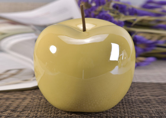 Decorative Ceramic Wedding Table Centerpieces Yellow Glazed Apple Shaped