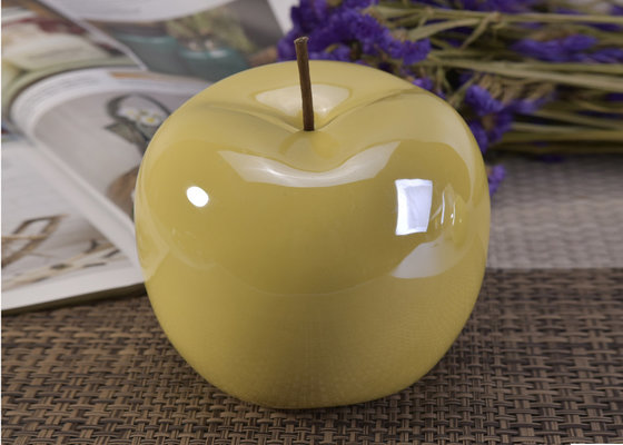 Decorative Ceramic Wedding Table Centerpieces Yellow Glazed Apple Shaped