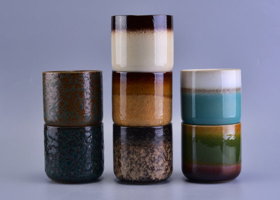 570Ml Transmutation Glazed ceramic candle containers for Candle Message in Set of 7 colors