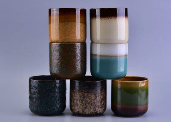 570Ml Transmutation Glazed ceramic candle containers for Candle Message in Set of 7 colors