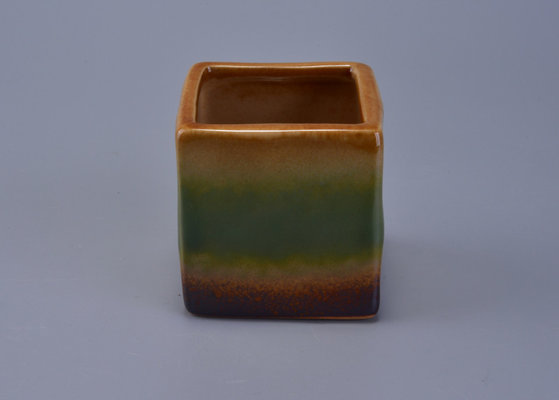 Unique Square Candle Holder Ceramic Home Decoration Ombre Mixed Color Glazed