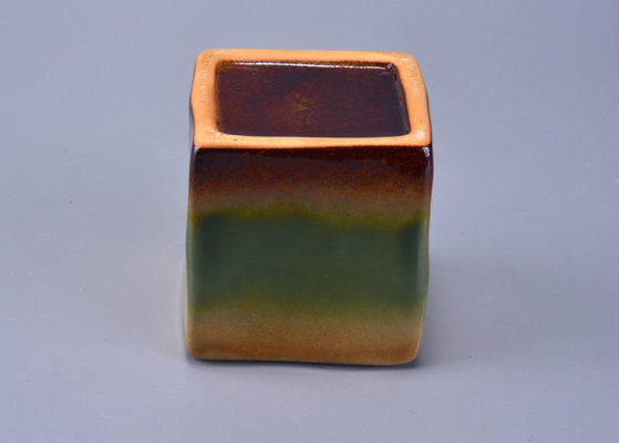 Unique Square Candle Holder Ceramic Home Decoration Ombre Mixed Color Glazed