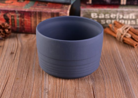 Popular Round Ceramic Candle Jars / Ceramic Candlestick Holders Matte Concrete Grey