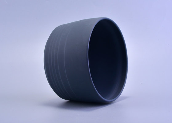 Popular Round Ceramic Candle Jars / Ceramic Candlestick Holders Matte Concrete Grey