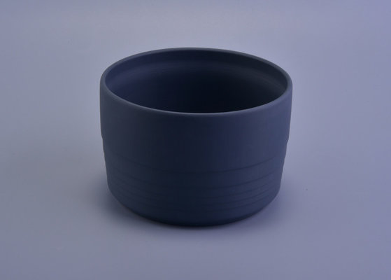 Popular Round Ceramic Candle Jars / Ceramic Candlestick Holders Matte Concrete Grey