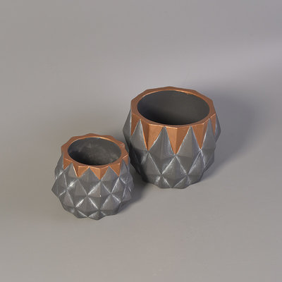 Frosted Diamond Concrete Tea Light Holders Container With Cooper Color