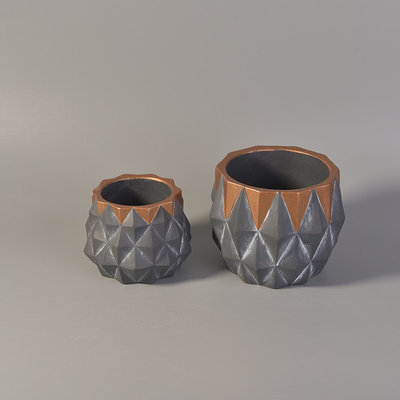 Frosted Diamond Concrete Tea Light Holders Container With Cooper Color