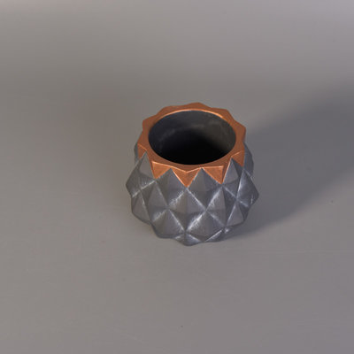 Frosted Diamond Concrete Tea Light Holders Container With Cooper Color