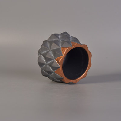 Frosted Diamond Concrete Tea Light Holders Container With Cooper Color