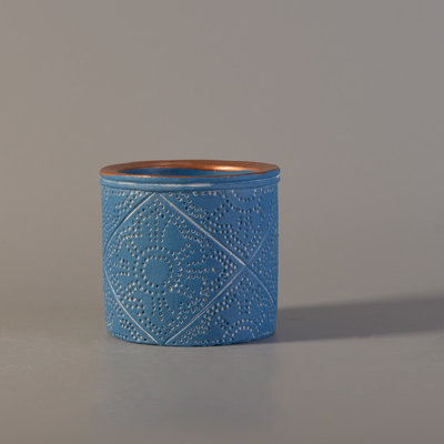 Customed Color Straight Concrete Candle Holders With Hollow Out Pattern