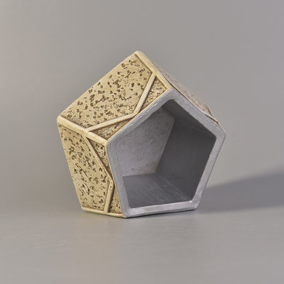 Pentagon Concrete Candle Jars , Container / Cement Candle Holder With Star Shape