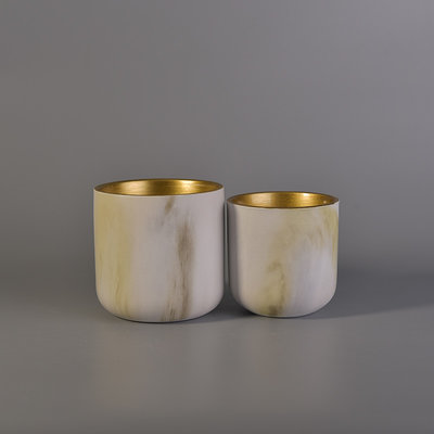 OEM / ODM Handmade Ceramic Candle Holders With Hydrographics Transfer Printing