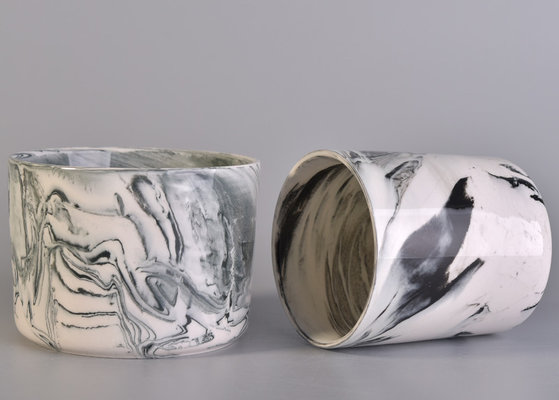 Popular Decorative Interior Ceramic Candle Holder Custom Color Marbling