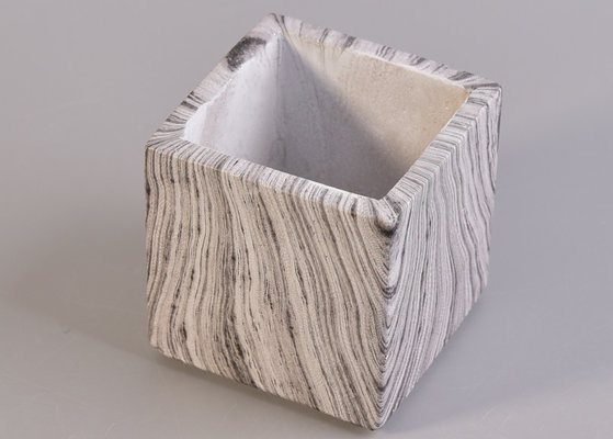 Concrete Cement Ceramic Candle Holder High - End Square Marble Effect