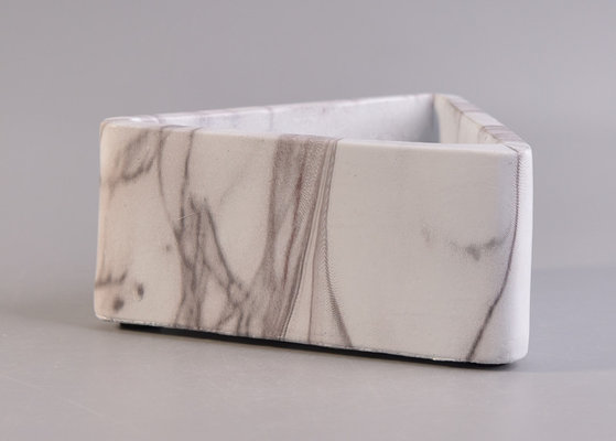 Triangle Concrete Marble Candle Jar , Modern Decorative Candle Holders