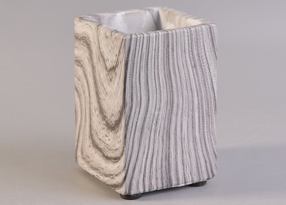 Square concrete bulk candle holders jars with bark pattern pictures