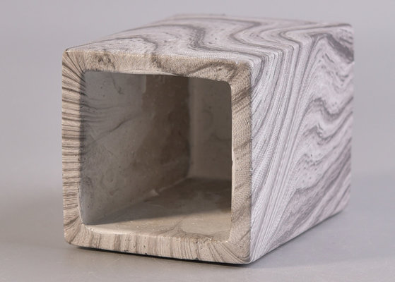 Square concrete bulk candle holders jars with bark pattern pictures