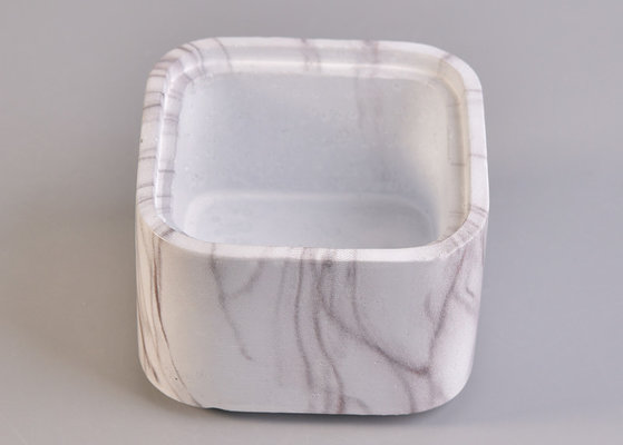 Square Shaped Ceramic Candle Holder , Decorative Stackable Concrete Candle Vessel