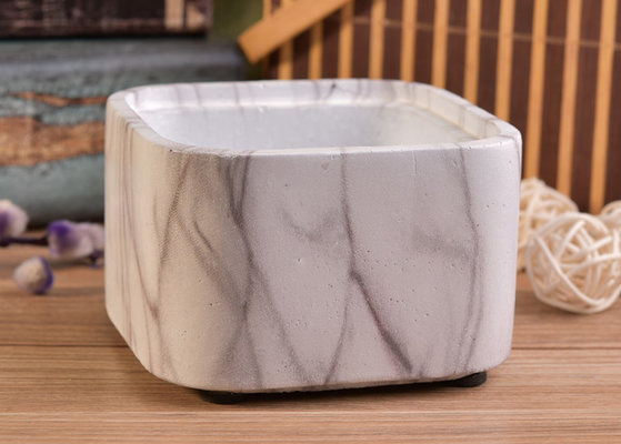 Square Shaped Ceramic Candle Holder , Decorative Stackable Concrete Candle Vessel