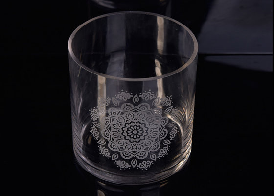 Customized logo laser engraved flower glass candle jar for home decoration