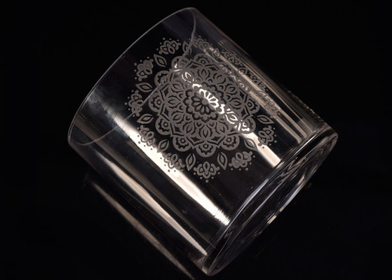 Customized logo laser engraved flower glass candle jar for home decoration
