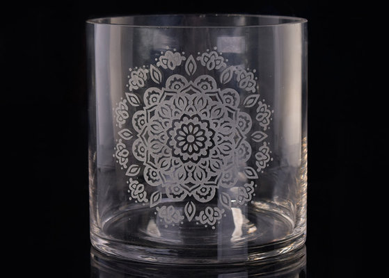 Customized logo laser engraved flower glass candle jar for home decoration