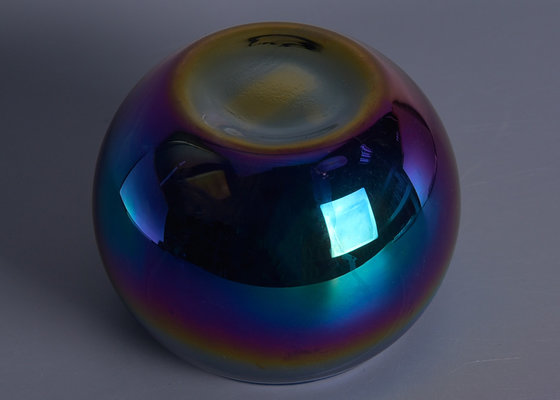 Big ball shape ombre iridescent decorative glass candle holders
