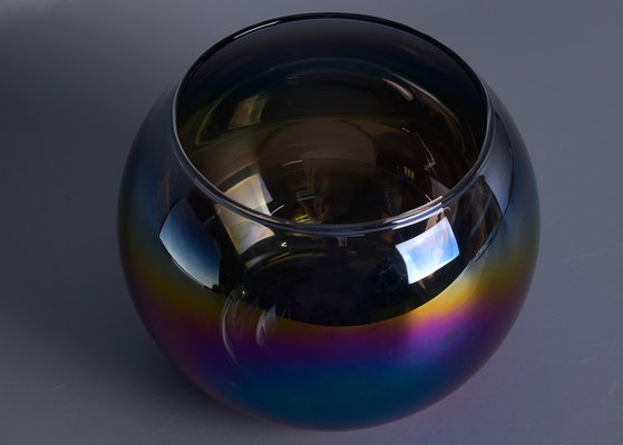 Big ball shape ombre iridescent decorative glass candle holders