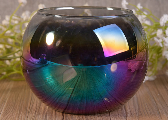 Big ball shape ombre iridescent decorative glass candle holders