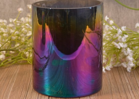 結婚式の装飾の多彩なガラス蝋燭ホールダー シリンダー円形の虹色のOmbre