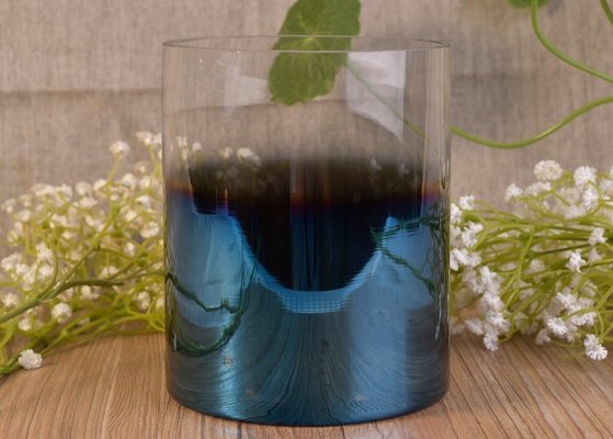 Vertical Wedding Decoration Glass Candle Jars With Iridescent Ombre Electroplated