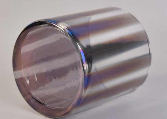 Decorative Straight Walled Glass Candle Holder with Electroplating Color Effect