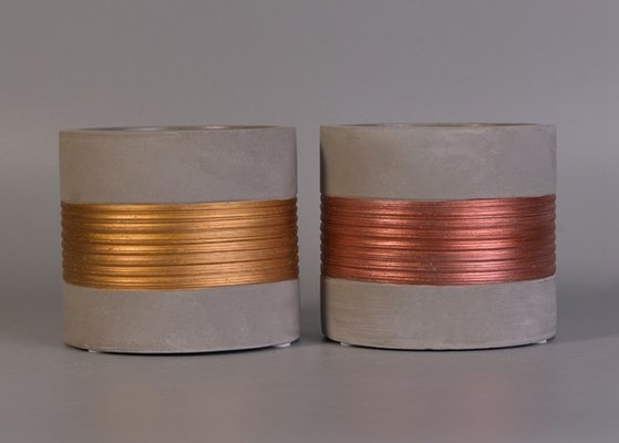 Half Plating Gold Concrete Votive Decoration Candle Holder 435ml Eco - Friendly