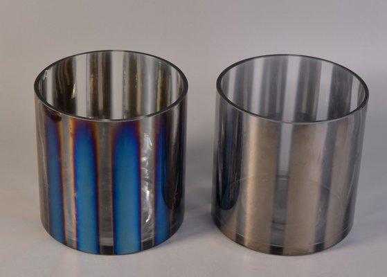 Iridescent Decorative Glass Cylinder Candle Holders Vertical Straight-Walled Ombre