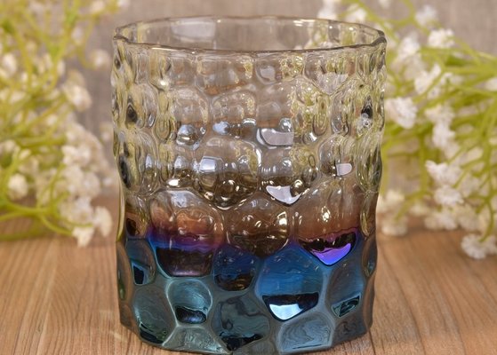 Dimpled Nail Embossed Glass Tea Candle Holders Glass Dome Candle Holder