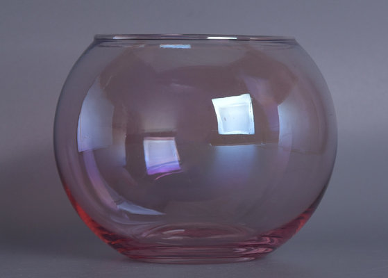 Mouth Blown Pink Plating Iridescent Finish Glass Ball Candle Jars Handmade Craft