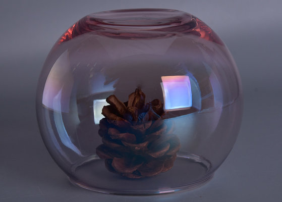 Mouth Blown Pink Plating Iridescent Finish Glass Ball Candle Jars Handmade Craft