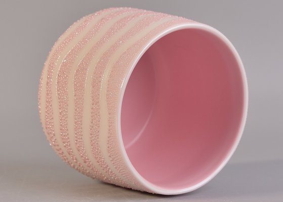 Pink Pearl Glazed Decorative Special Ceramic Candle Jars Embossed Craft
